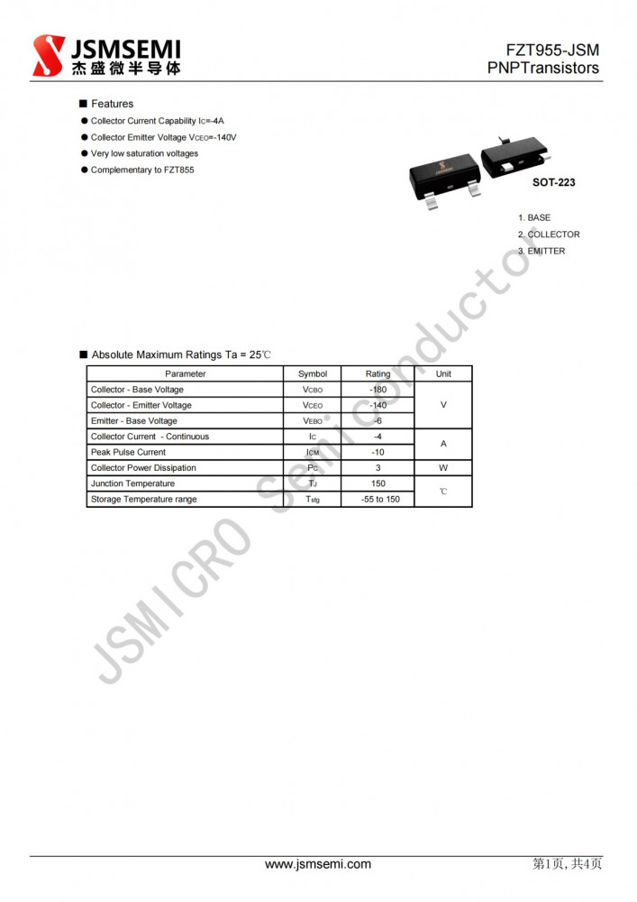 FZT955-JSM datasheet page 1