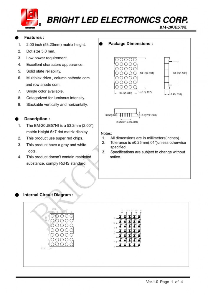 BM-20UE57NI datasheet page 1