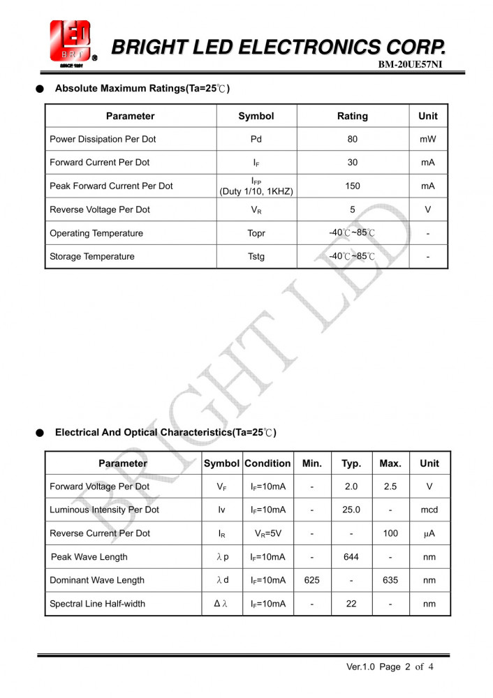 BM-20UE57NI datasheet page 2