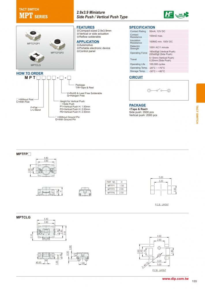 Diptronics MPTCFP2-Q-T/R technical document page