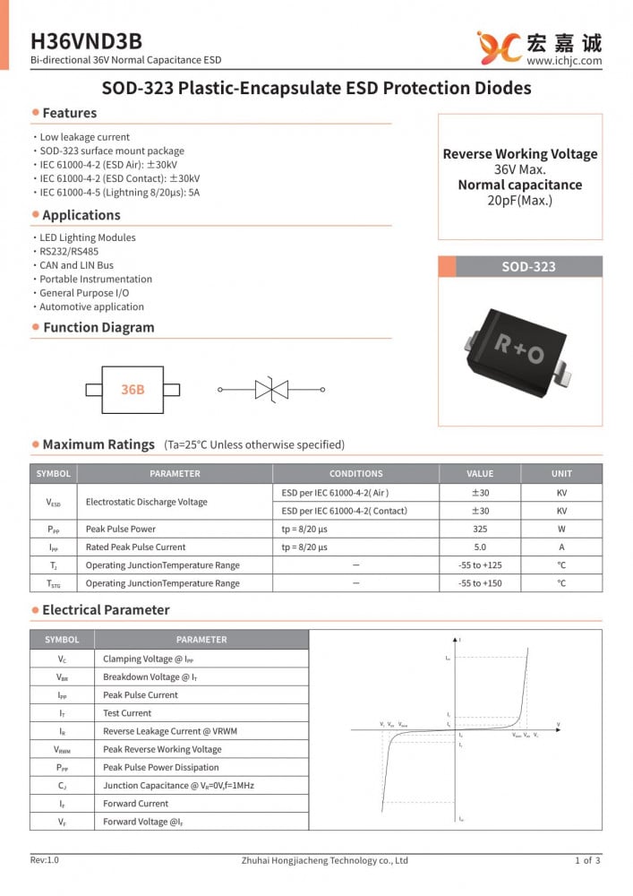 H36VND3B datasheet page 1