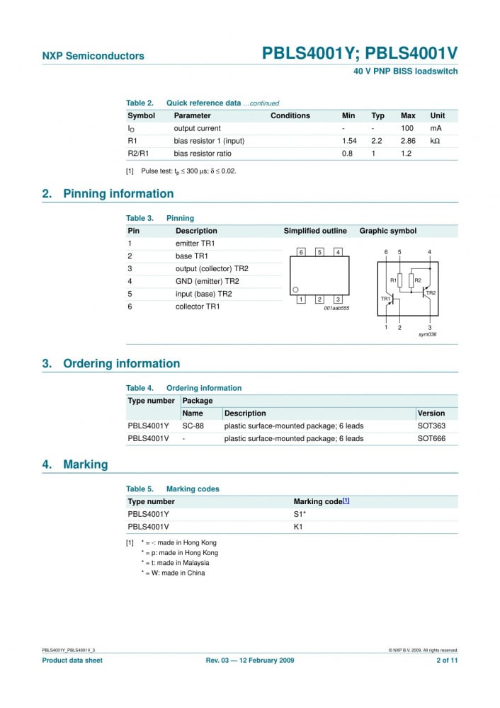 PBLS4001Y datasheet page 3