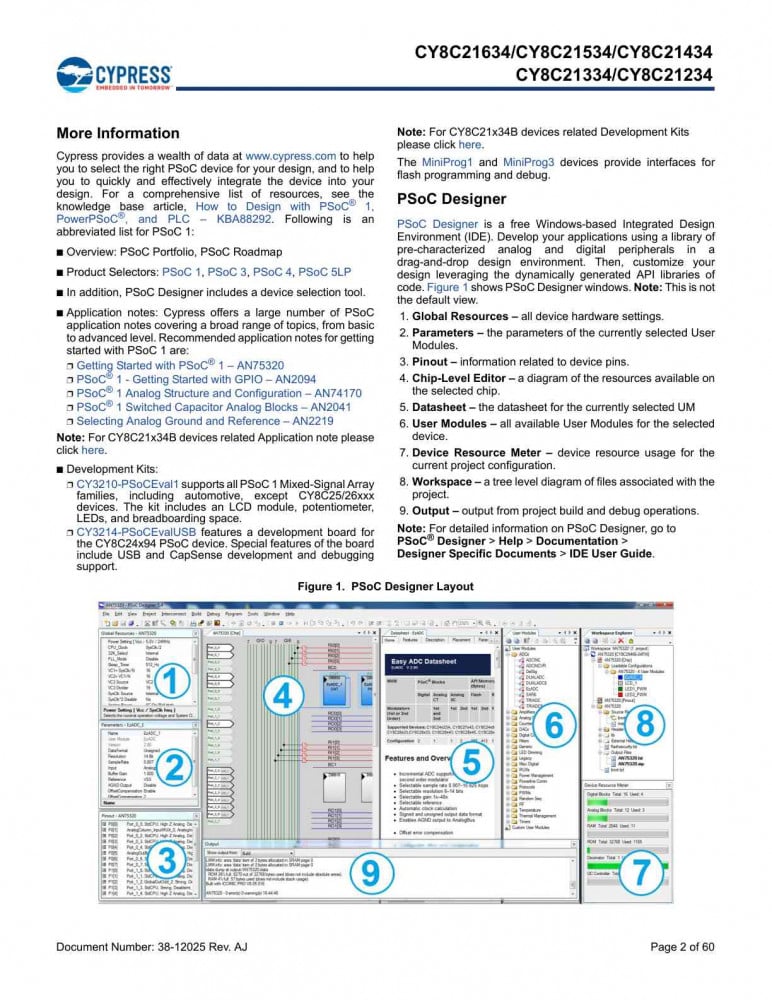 CY8C21434 datasheet page 2