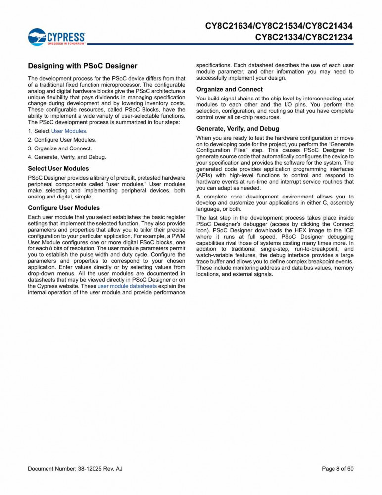 CY8C21434 datasheet page 8