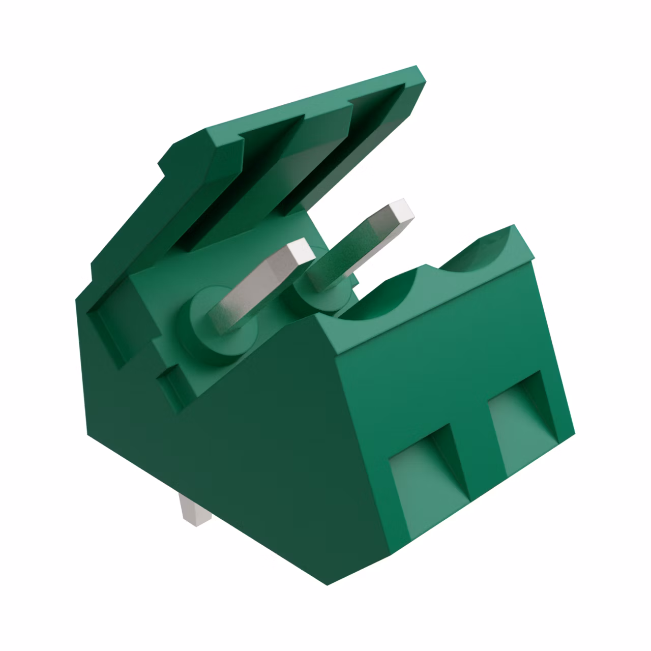 5.00mm Pitch Eurostyle 45° Angle PCB Header, Open Ends, 2 Circuits, Green for sale