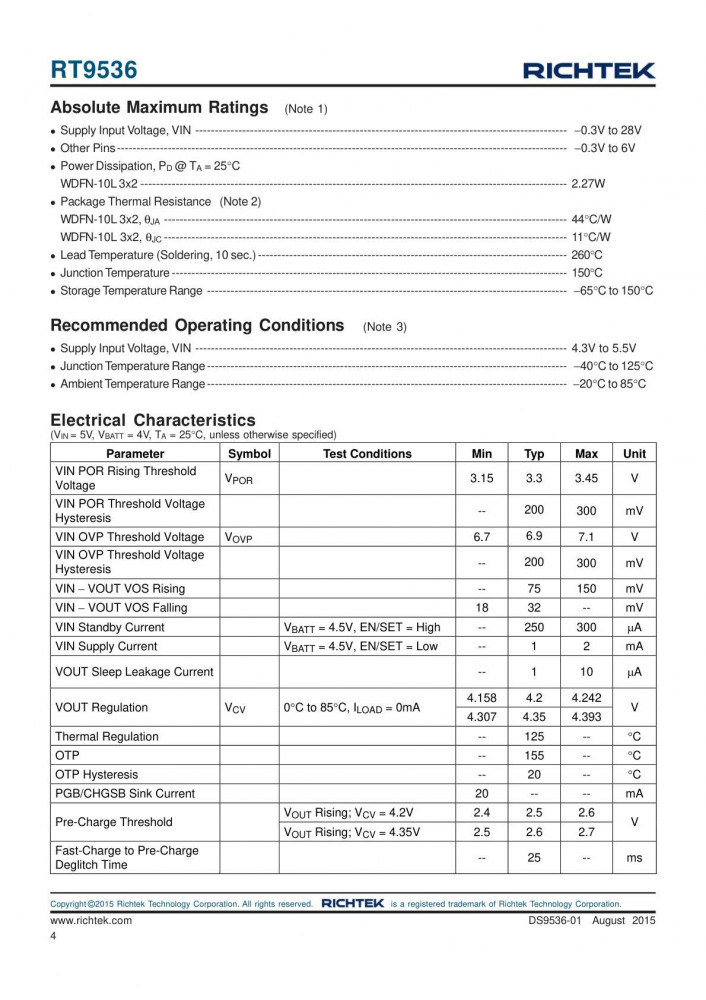 RT9536 datasheet page 4