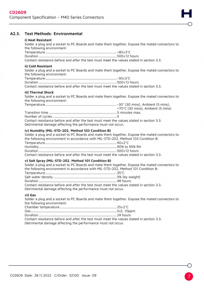 Harwin M40 specification page 7
