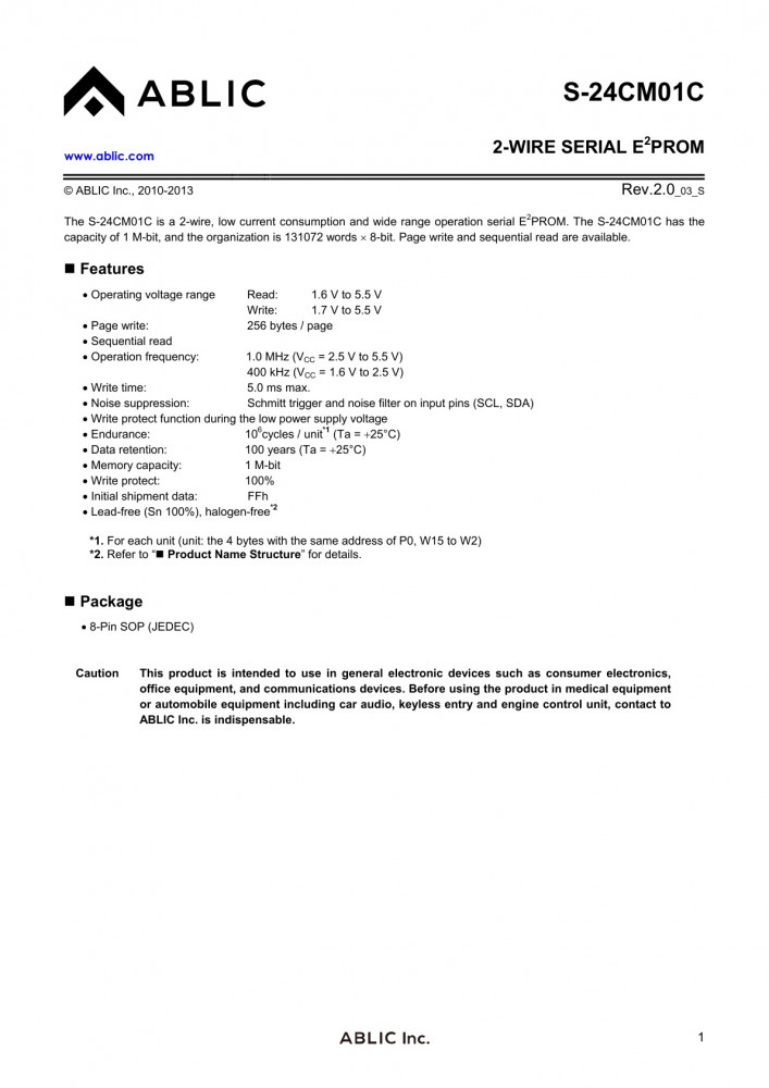 S-24CM01C datasheet page 1