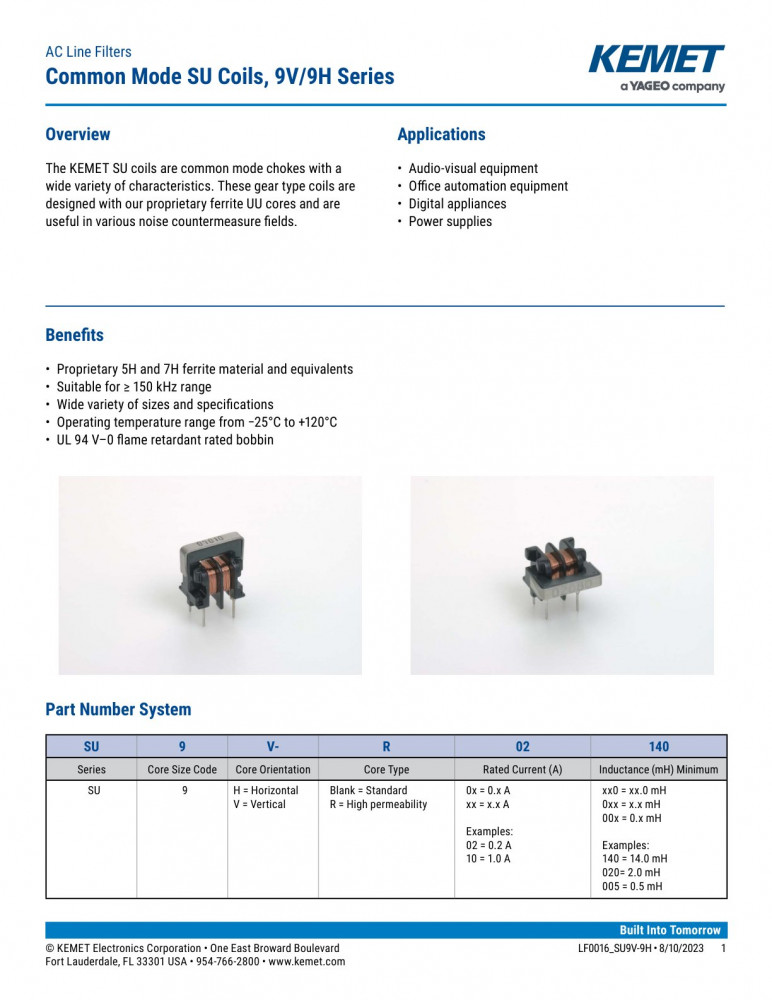 KEMET SU9V-05020 datasheet page 1