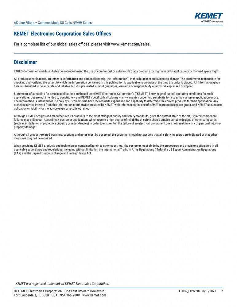 KEMET SU9V-05020 datasheet page 7