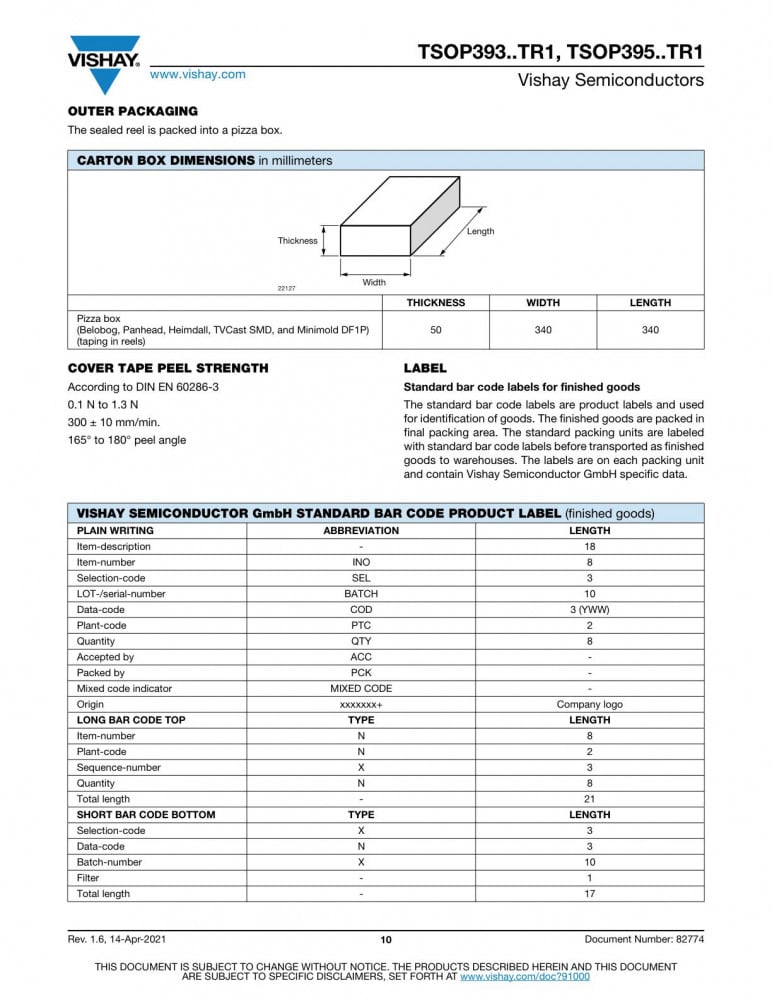 TSOP39338TR1 datasheet page 10