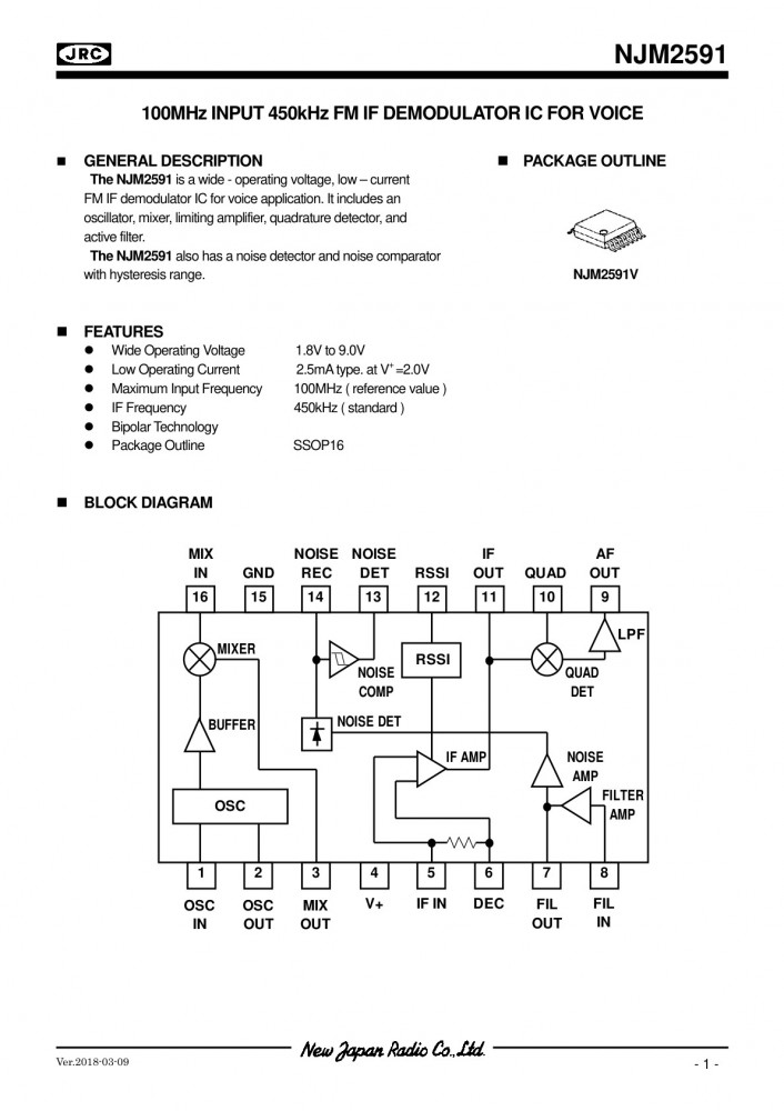 NJM2591 technical document page 1