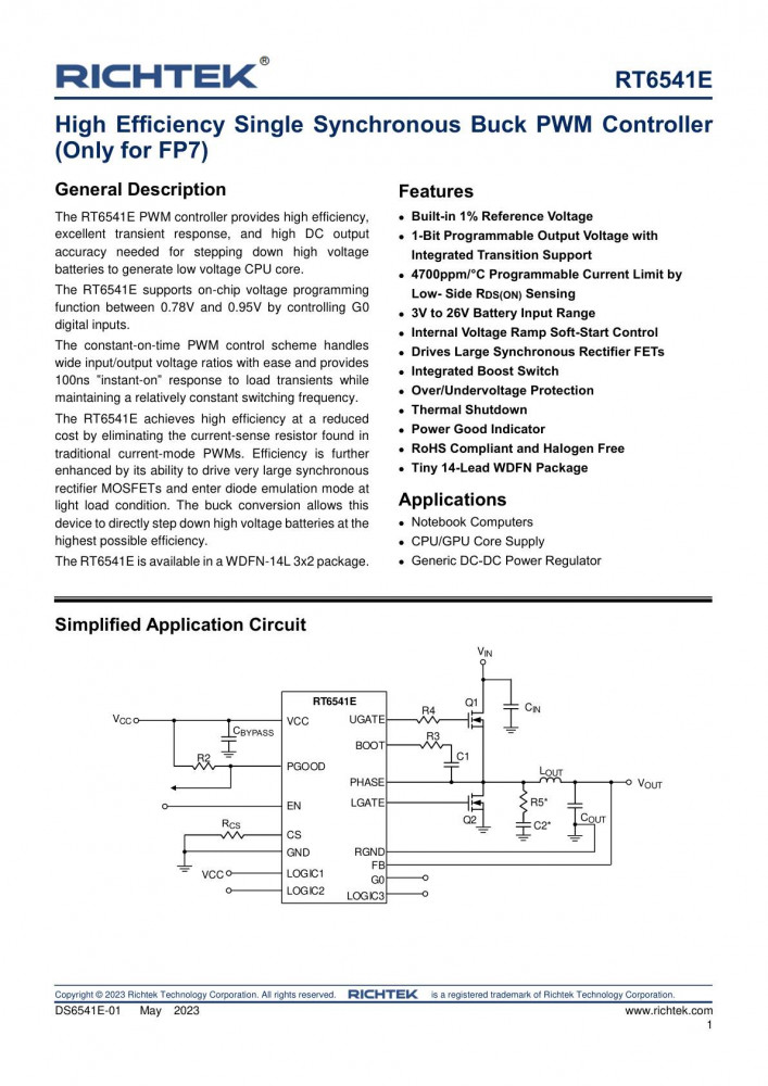 RT6541E datasheet page 1