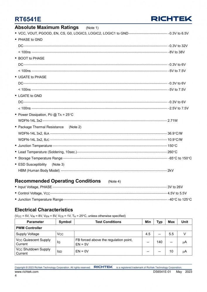 RT6541E datasheet page 4