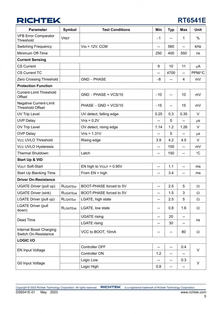 RT6541E datasheet page 5