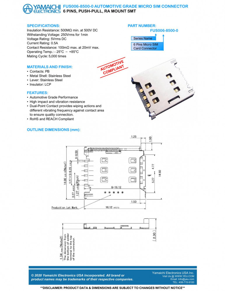 FUS006-8500-0 technical document page 1