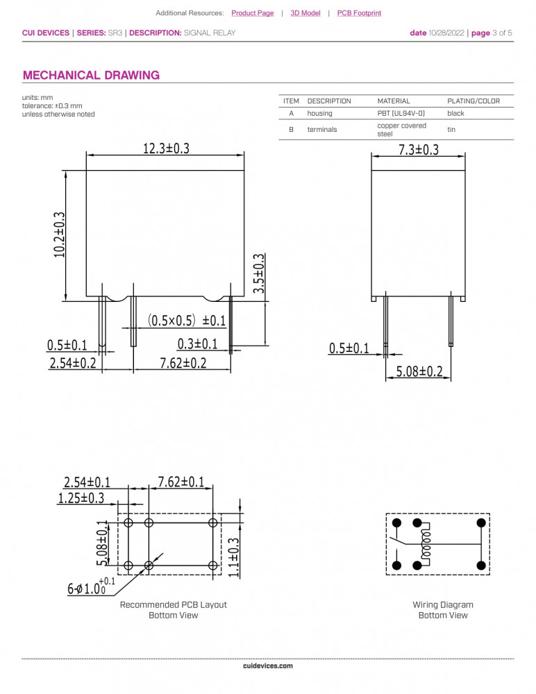 SR3 relay datasheet page 3