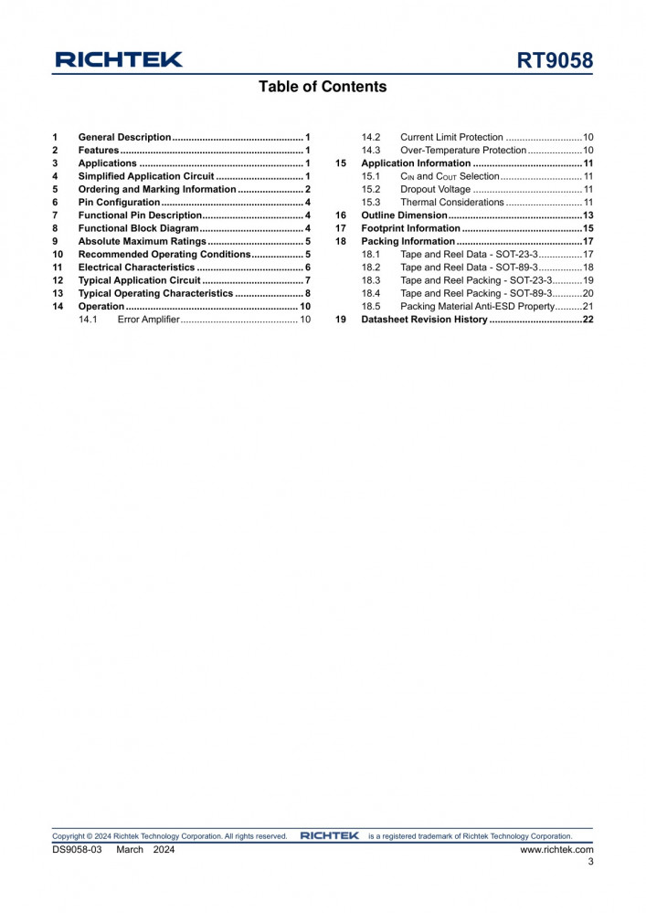 RT9058 datasheet page 3