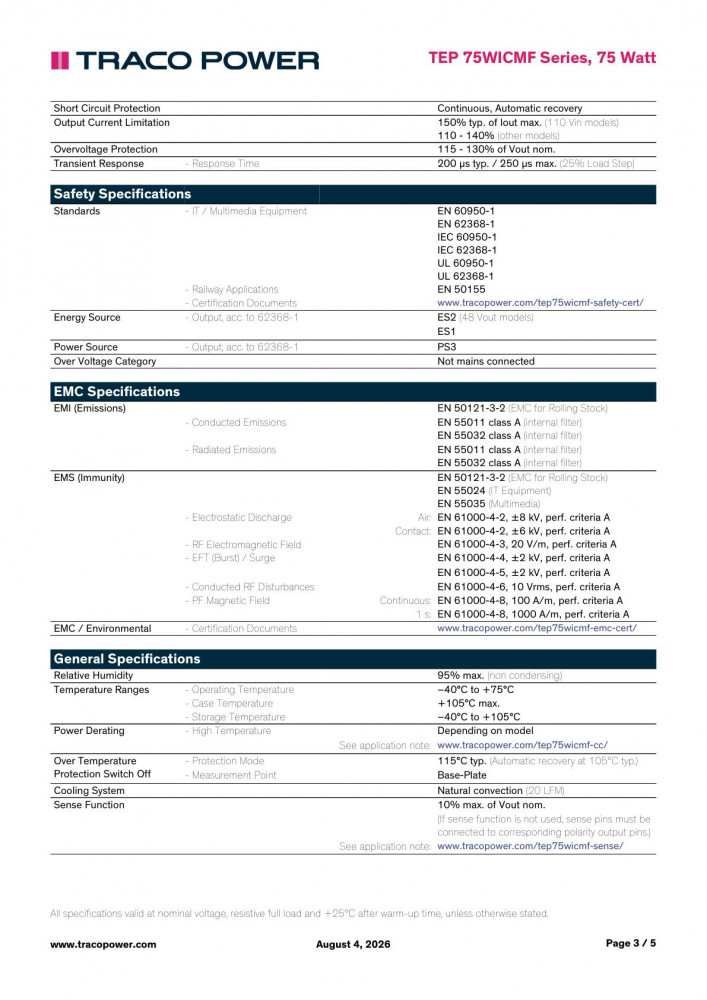 TEP 75WICMF technical document page 3