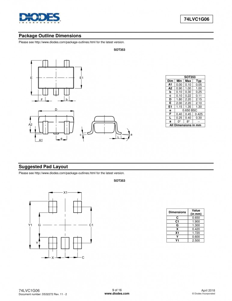 74LVC1G06FW5-7 datasheet page 9