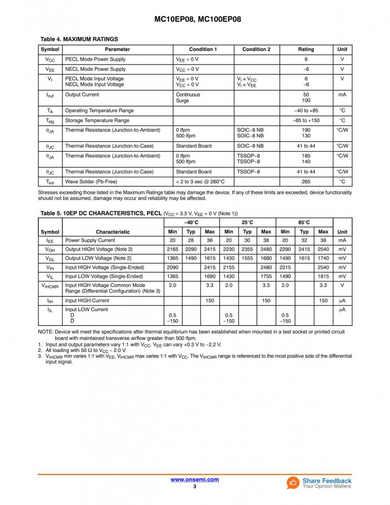 MC100EP08 datasheet preview, page 3