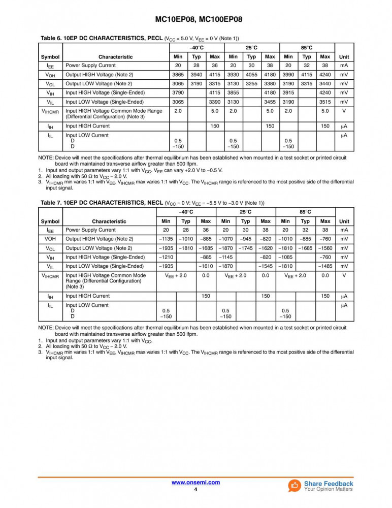 MC100EP08 datasheet preview, page 4