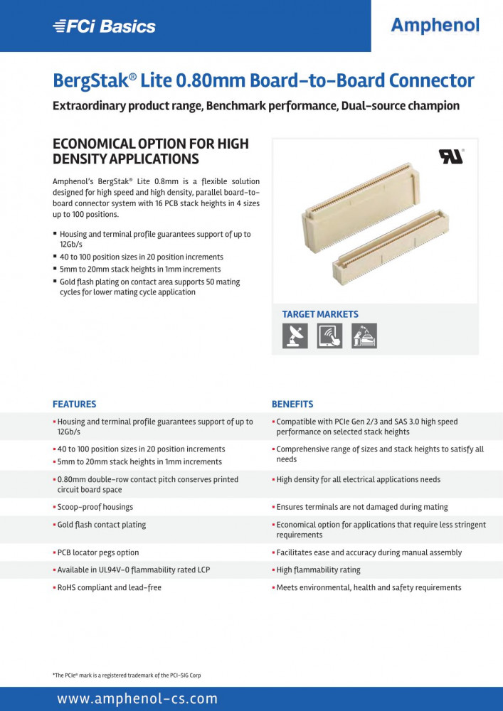 Amphenol BergStak Lite technical document page 1