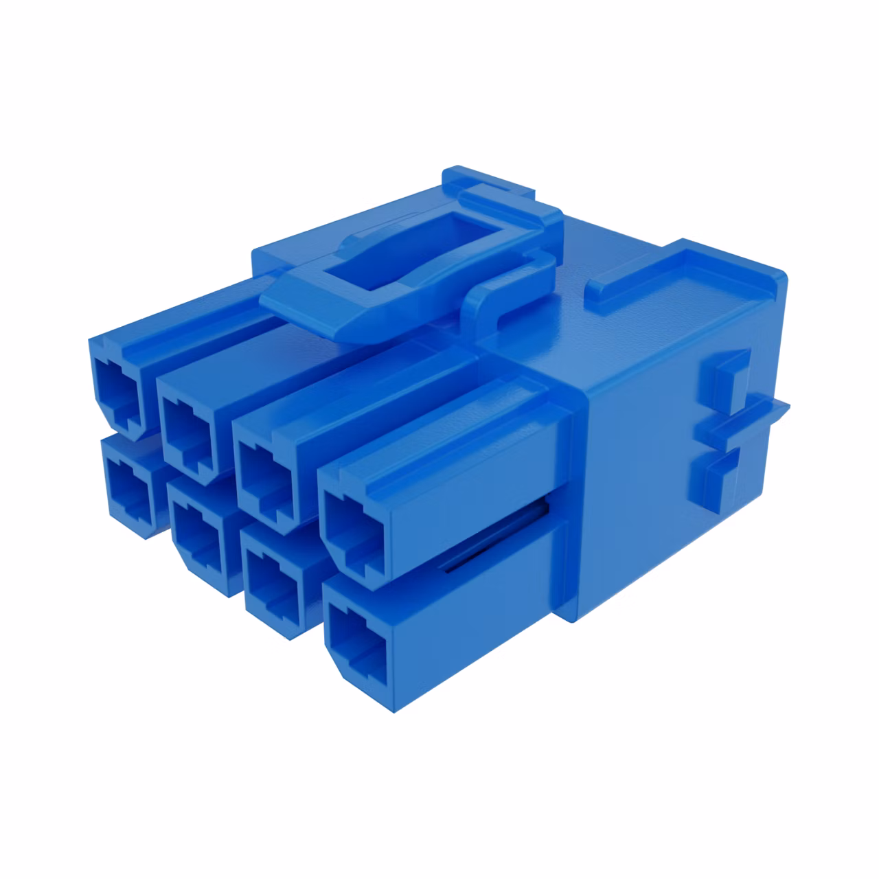 Mega-Fit ColorLock Tangless TPA-Capable Receptacle Housing, Dual Row, 8 Circuit, UL 94V-0, Glow-Wire Capable, Blue for sale