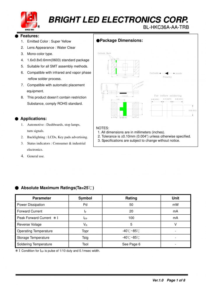 BL-HKC36A-AA-TRB datasheet page 1