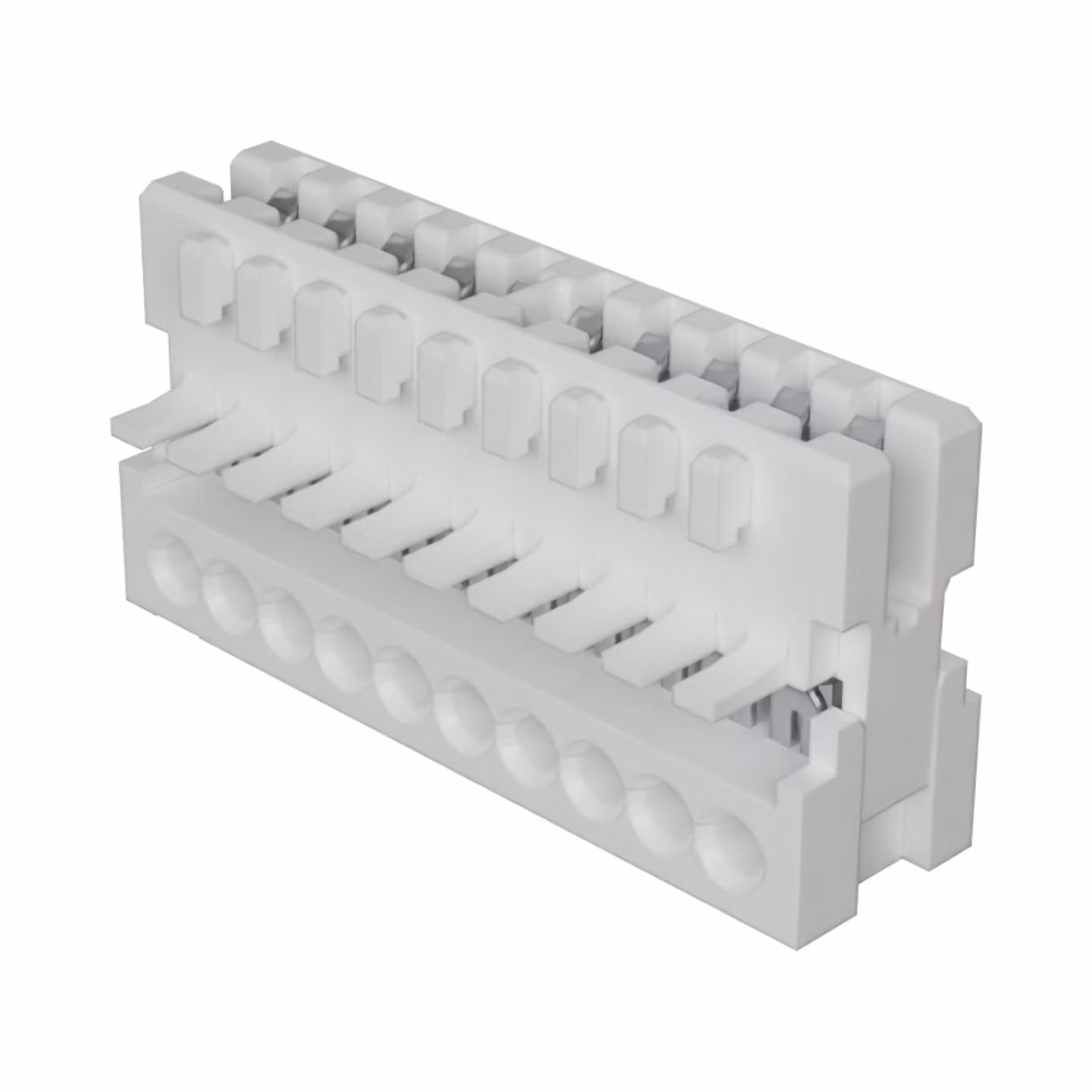 Appli-Mate RAST 2.5 IDT Housing, 2.50mm Pitch, Female, 10 Circuits, Position Keys A and K Removed, Open Endwalls, Polarizing Rib Between 5/6 for sale