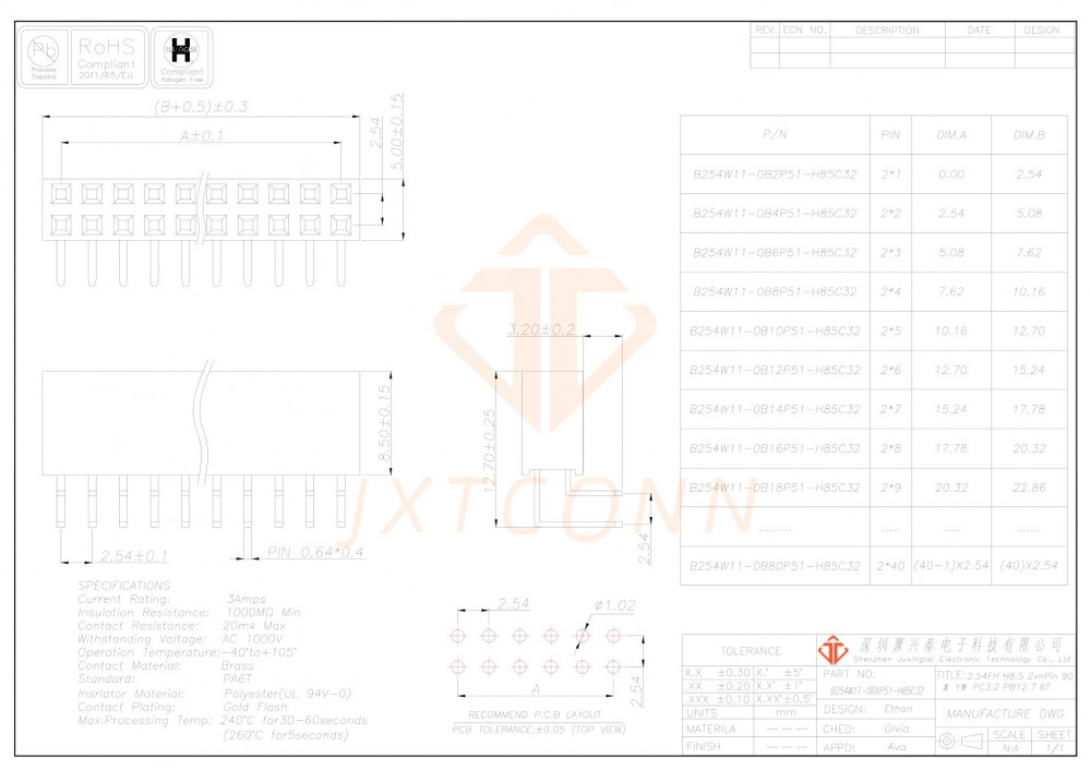 B254W11-0B6P51-H85C32 technical drawing page