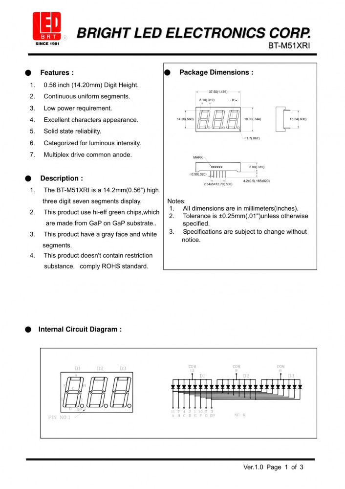BT-M51XRI technical document page 1