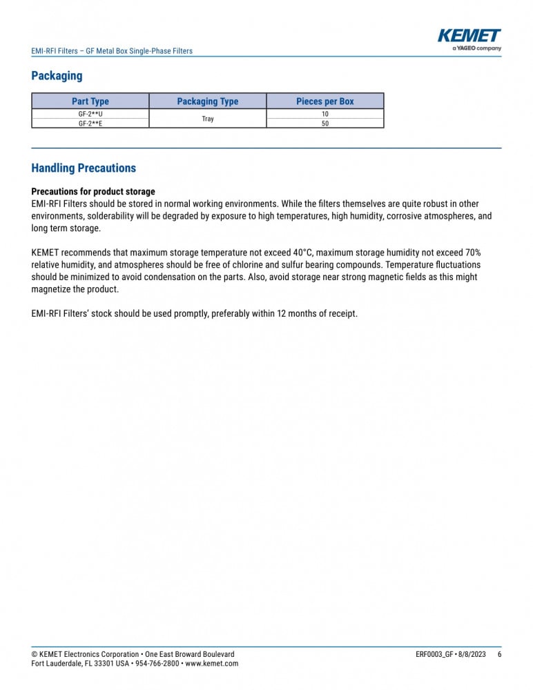 KEMET GF series datasheet page 6