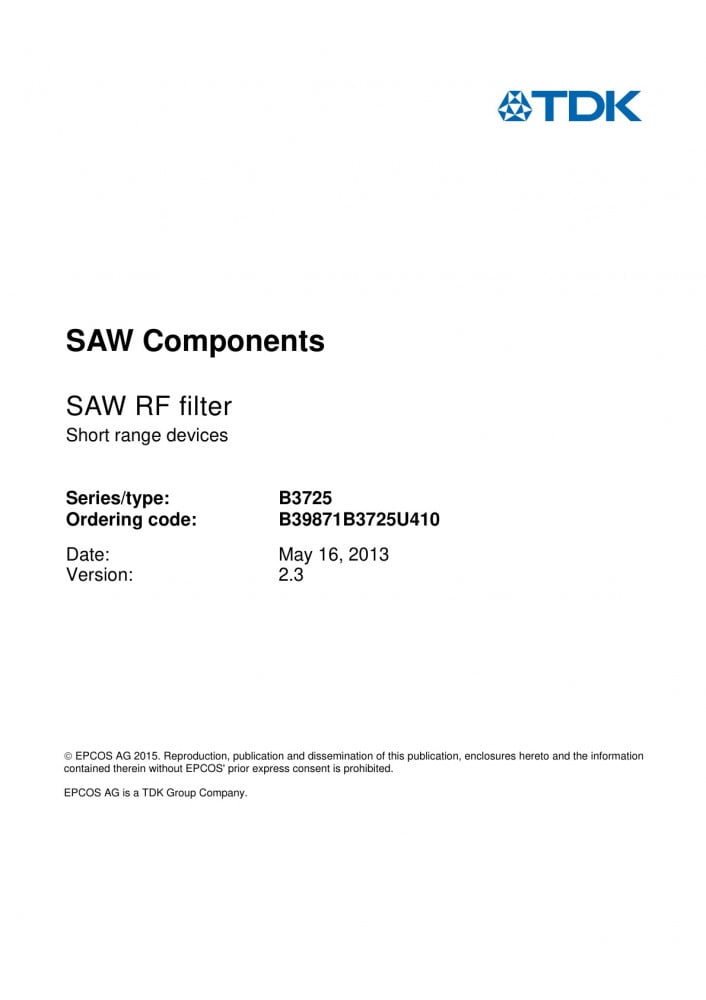 B3725 datasheet page 1