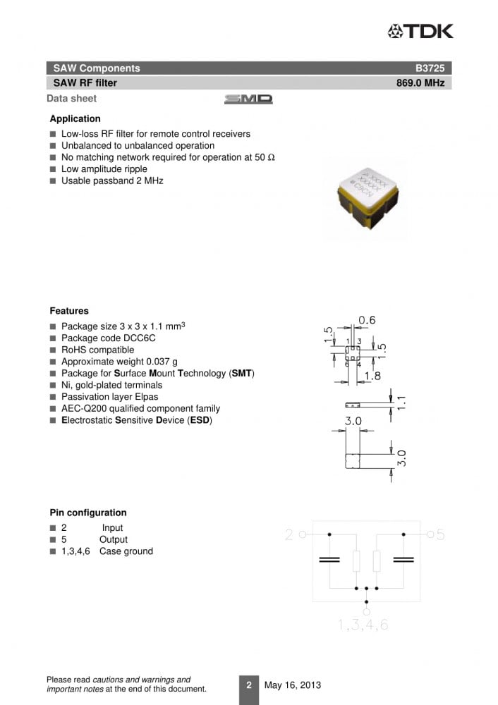 B3725 datasheet page 2