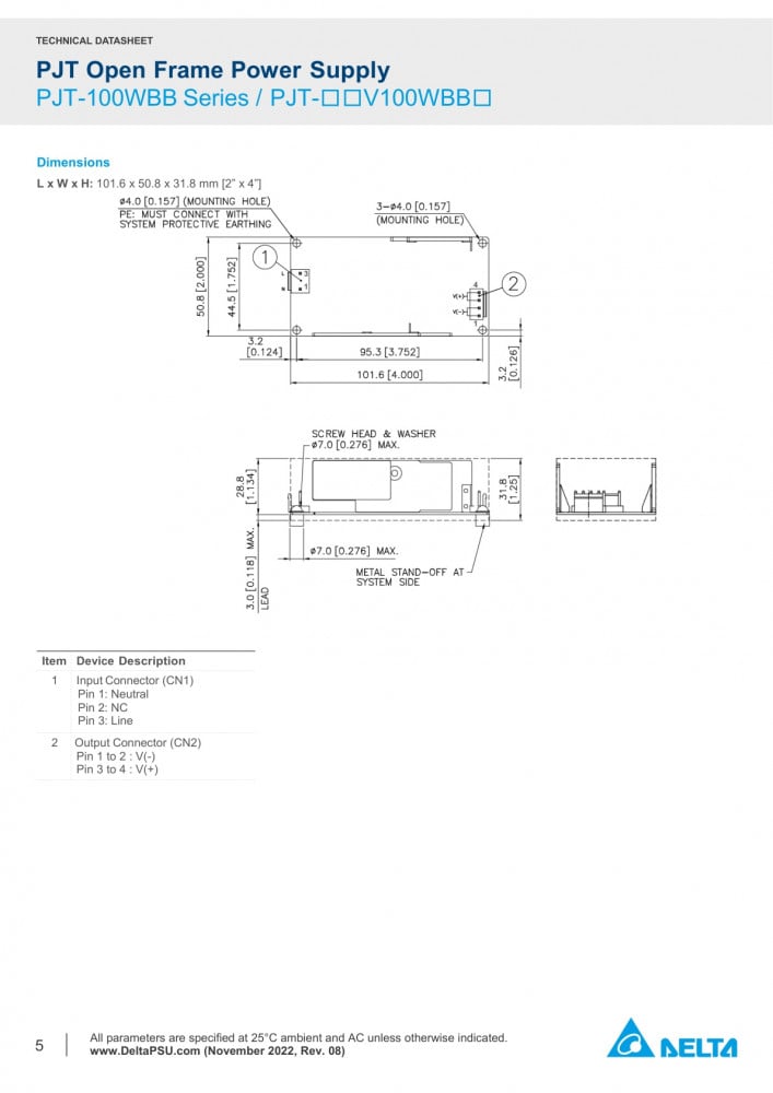 DELTA PJT-15V100WBBA datasheet page 5