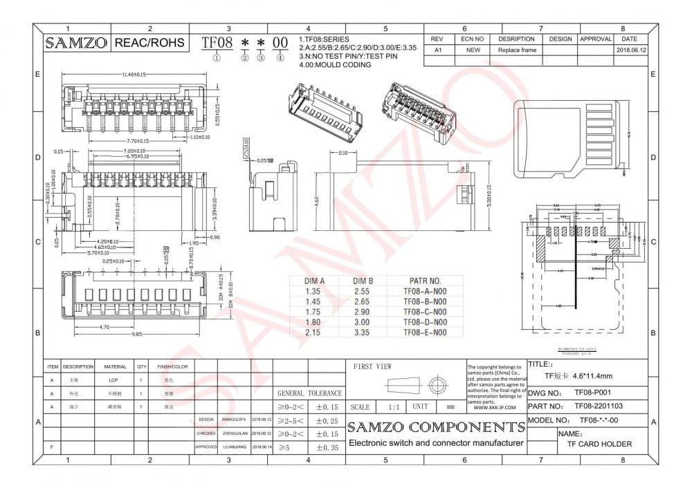 SAMZO TF08BN00 technical drawing
