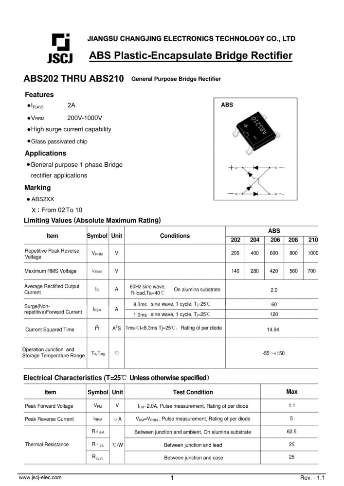 JSCJ ABS206 datasheet page 1