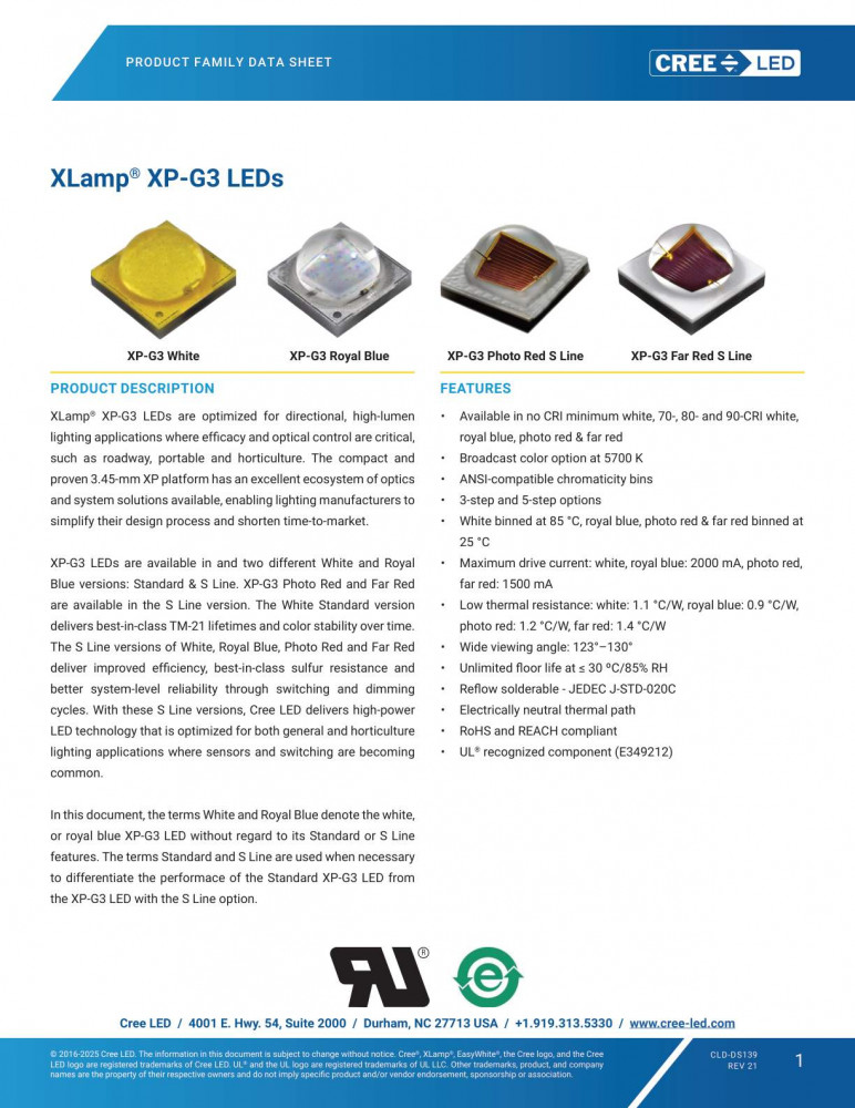 XP-G3 technical document page 1