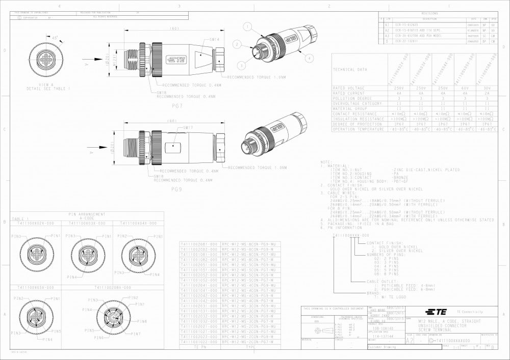 TE Connectivity T4111002041-000 technical drawing preview