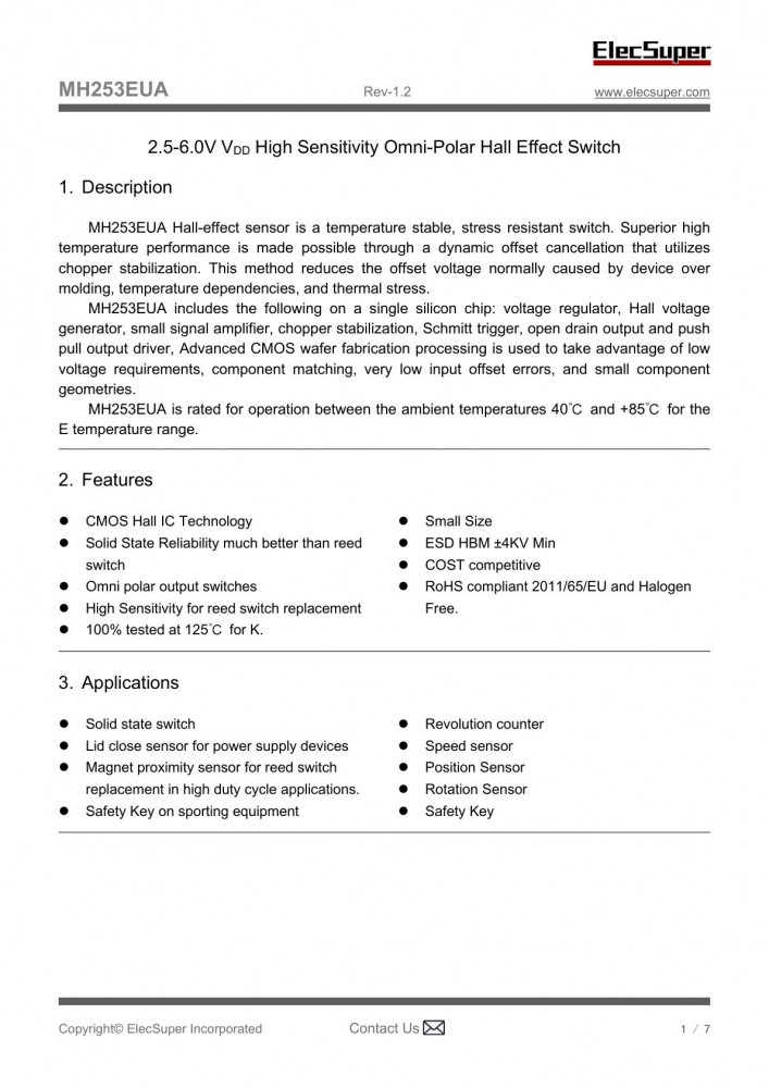MH253EUA datasheet page 1