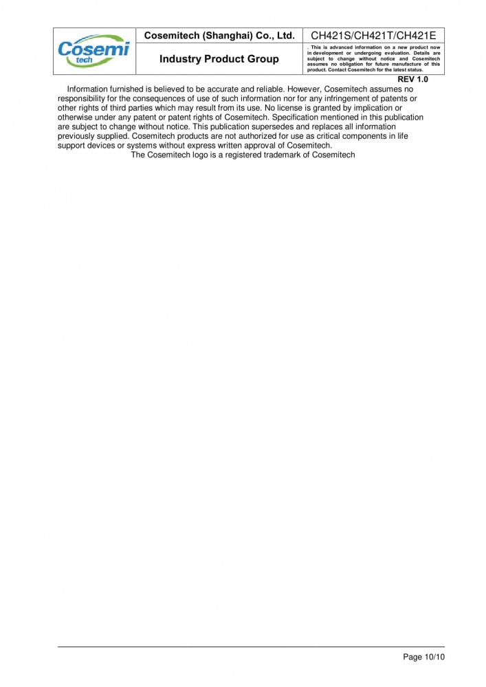 CH421TB datasheet page 10