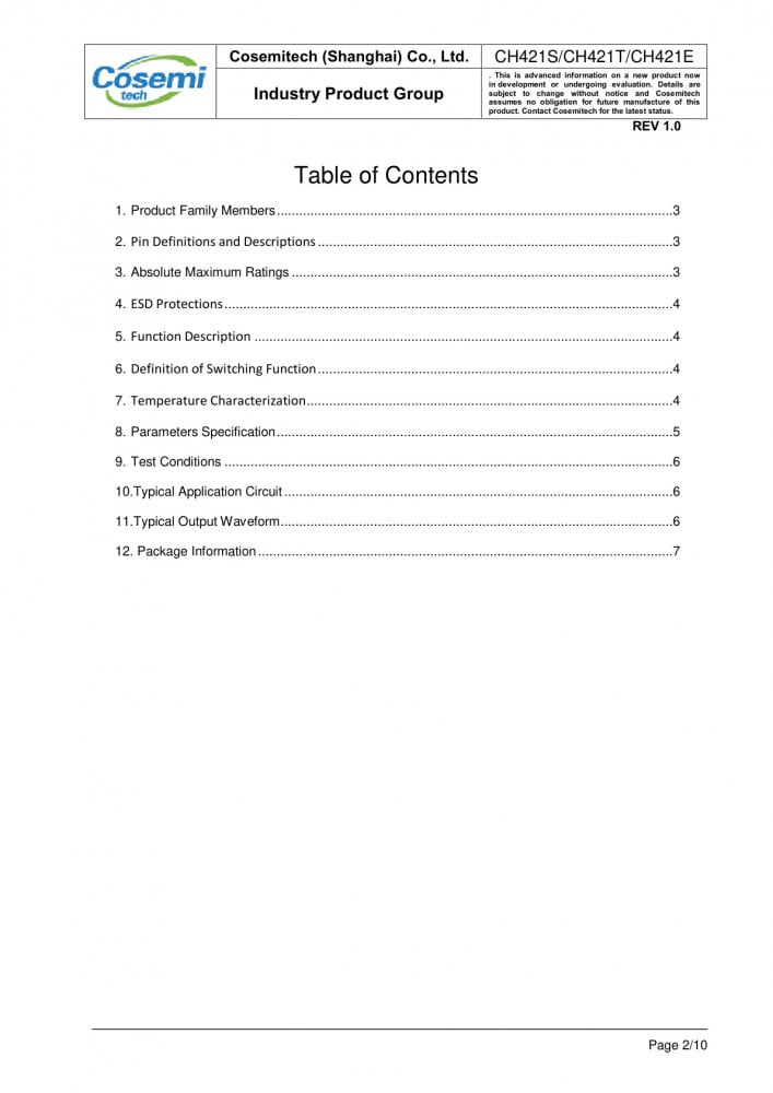 CH421TB datasheet page 2