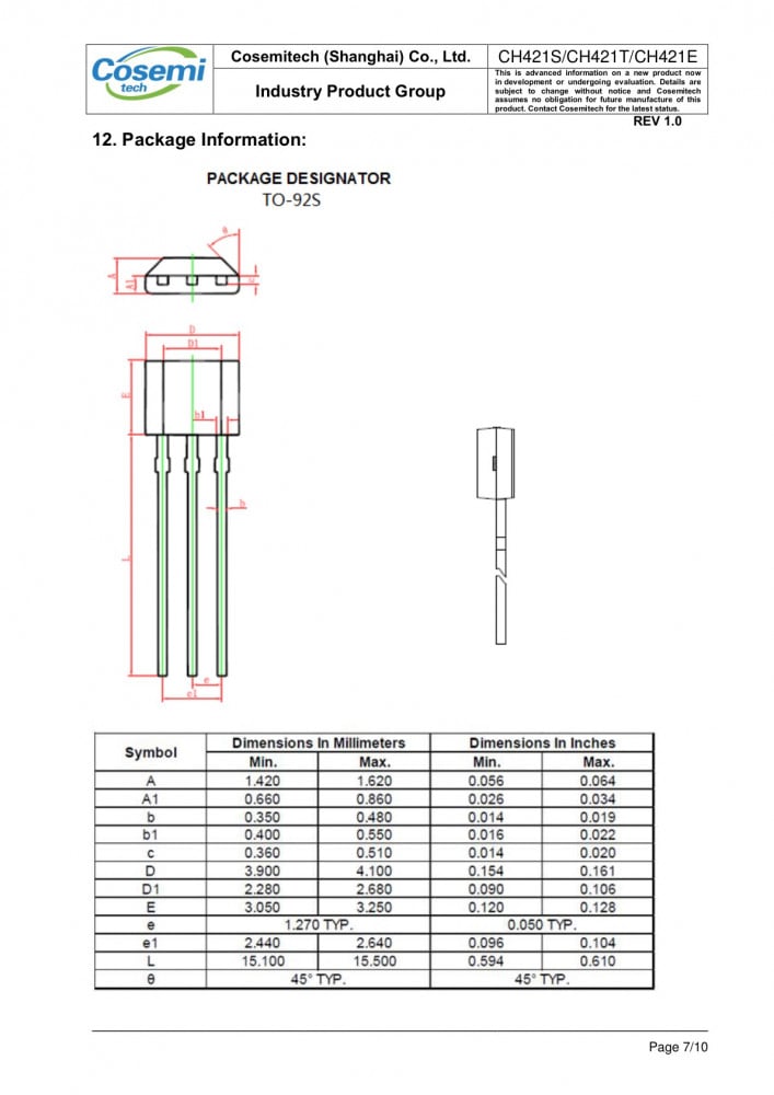 CH421TB datasheet page 7