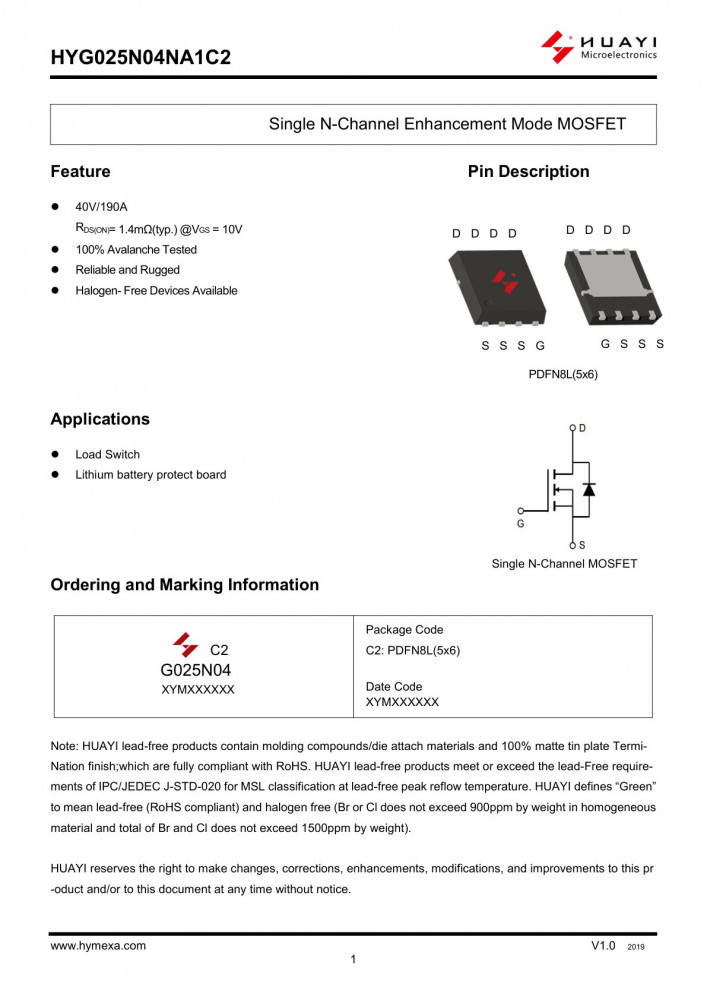 HYG025N04NA1C2 datasheet page 1