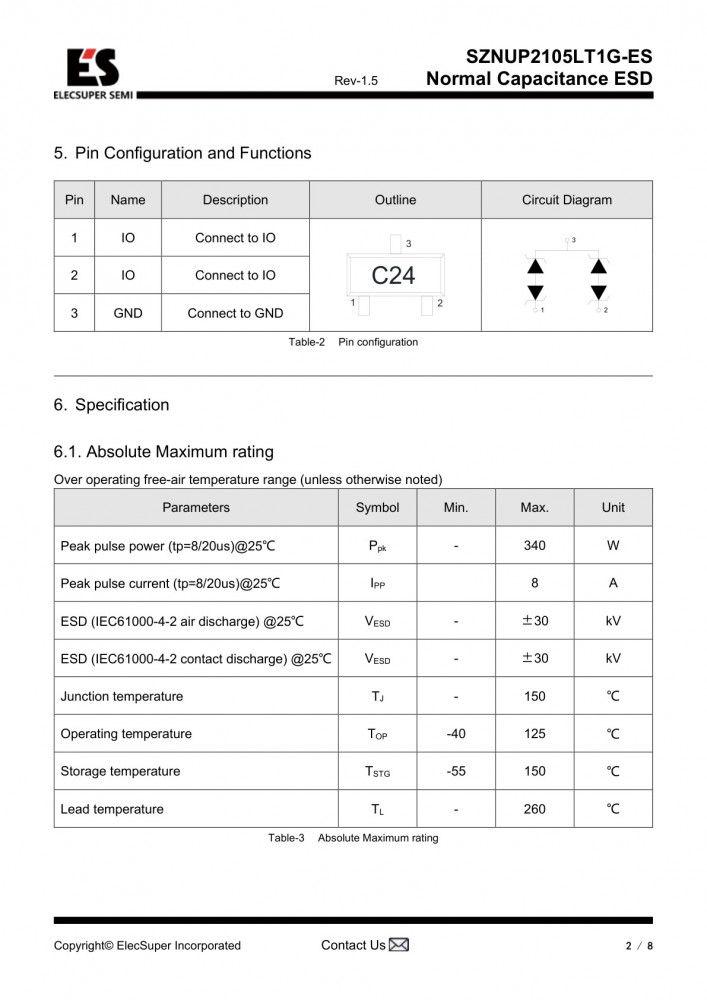 SZNUP2105LT1G-ES datasheet page 2
