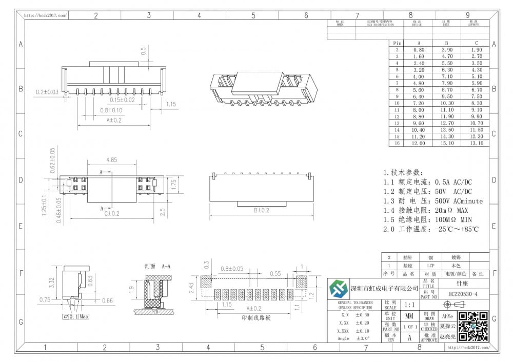HCZZ0530-4 technical drawing