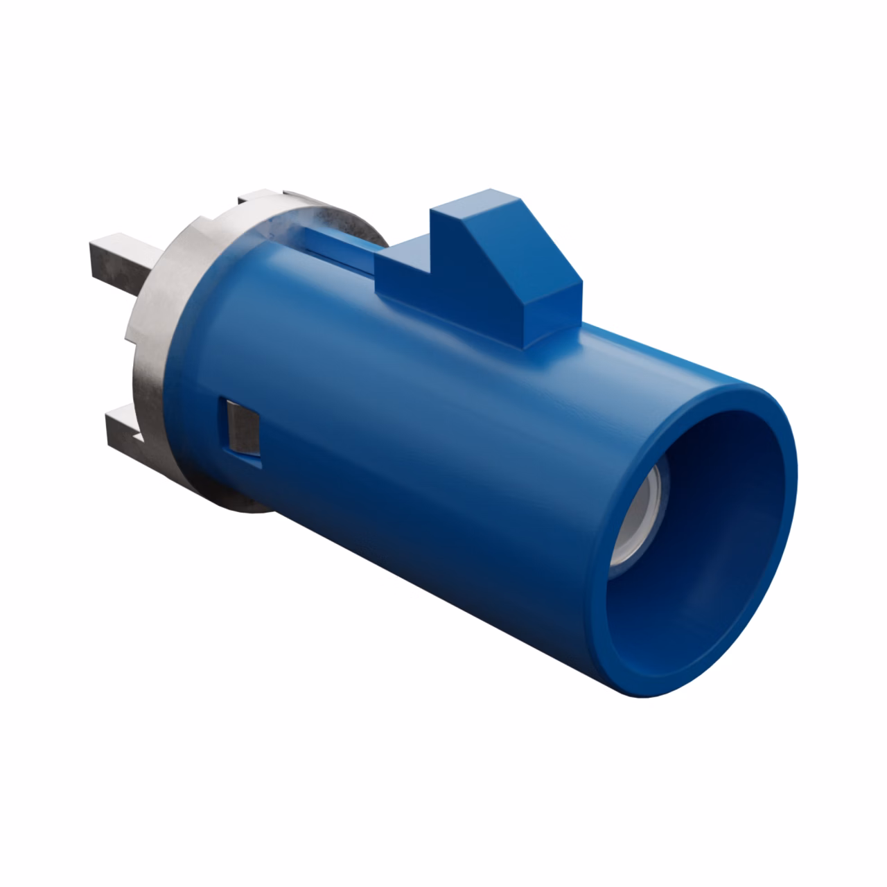 FAKRA Jack, Straight, PCB Receptacle, Through Hole, Keying Code Z, Brass Body, Tin (Sn) Plated, Water Blue, 50 Ohms for sale
