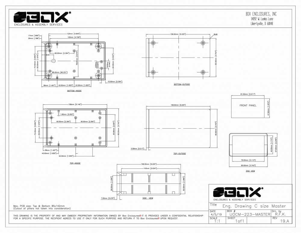 UOCM-223 enclosure engineering drawing