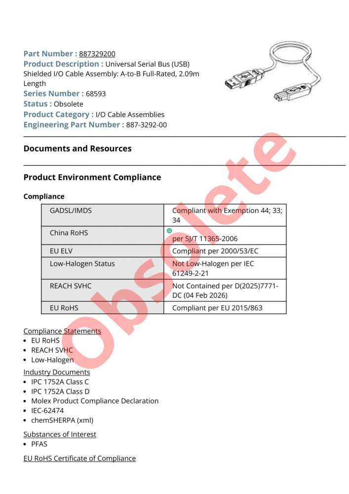 Technical document image 1 for MOLEX 887329200